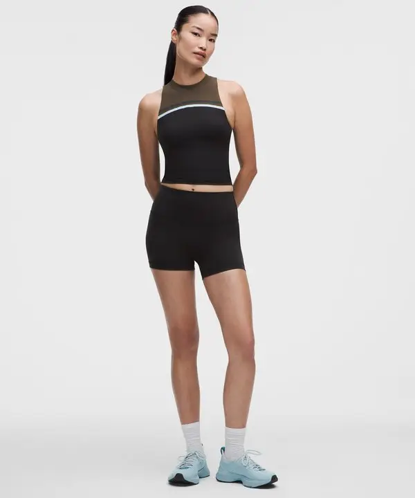 Lululemon Mockneck Shelf Tank Top Light Support, B/c Cup - Black/walnut Crunch/foam Cloud