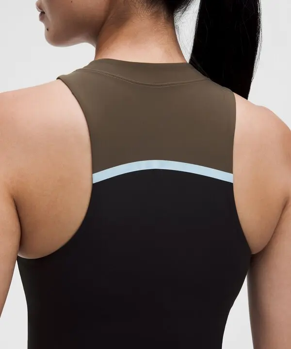 Lululemon Mockneck Shelf Tank Top Light Support, B/c Cup - Black/walnut Crunch/foam Cloud