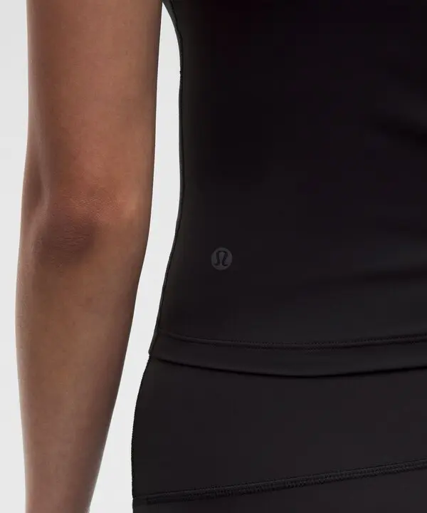 Lululemon Mockneck Shelf Tank Top Light Support, B/c Cup - Black/walnut Crunch/foam Cloud