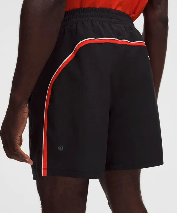 Lululemon Pace Breaker Linerless Short 7" Performance Perforated Shorts - Black/cherry Ember