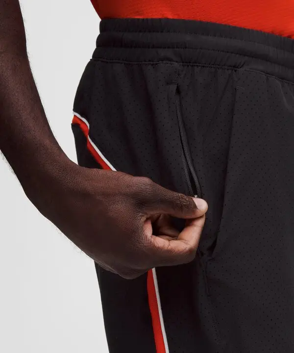 Lululemon Pace Breaker Linerless Short 7" Performance Perforated Shorts - Black/cherry Ember
