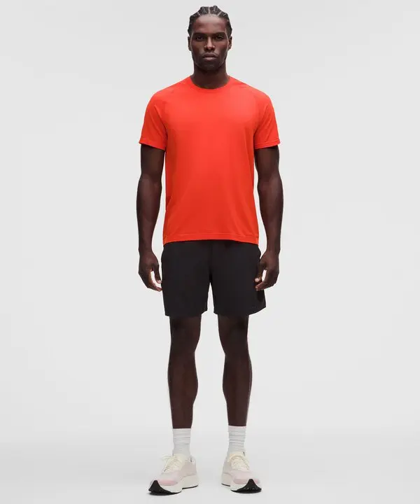 Lululemon Pace Breaker Linerless Short 7" Performance Perforated Shorts - Black/cherry Ember