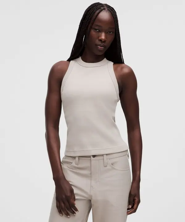 Lululemon Ribbed Cotton Racerback Tank Top - Downtown Tan