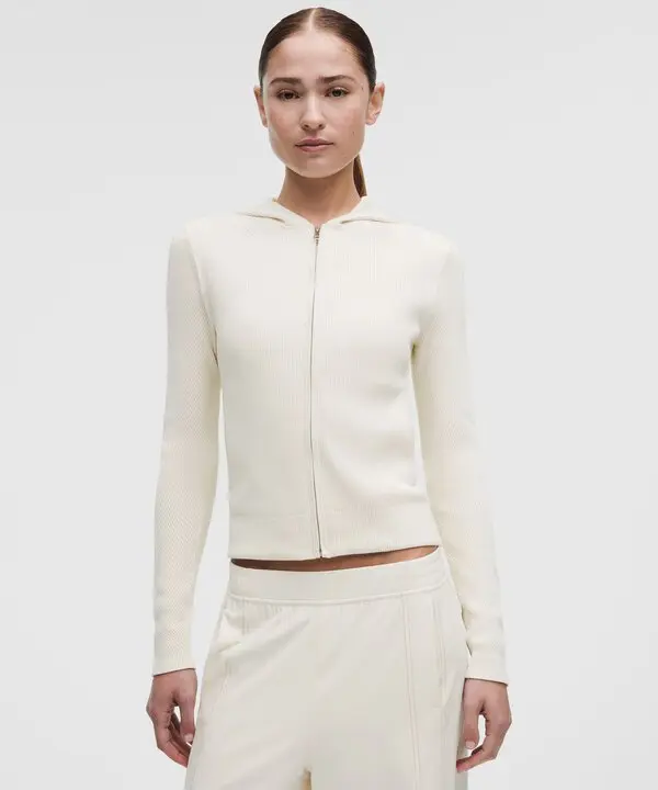 Lululemon Structured Knit Zip-up Hoodie - Light Ivory