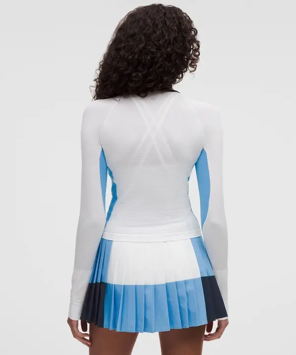 Lululemon Swiftly Tech Long-sleeve 2.0 Waist Length - White/ocean Wave/true Navy
