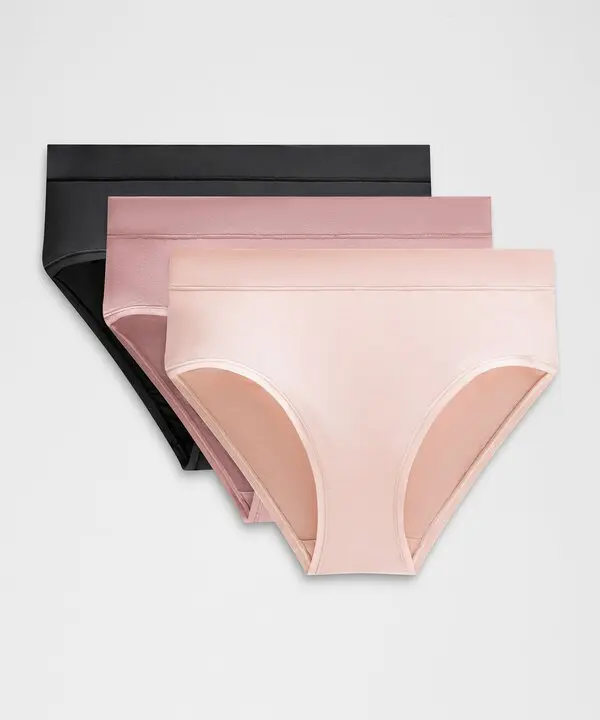 Lululemon Underease High-rise Bikini Underwear 3 Pack - Black/twilight Rose/misty Shell