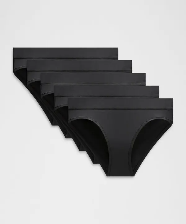 Lululemon Underease Mid-rise Bikini Underwear 5 Pack - Black