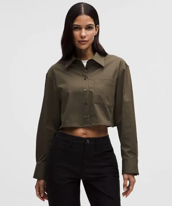 Lululemon Woven Cropped Button-up Long-sleeve Shirt