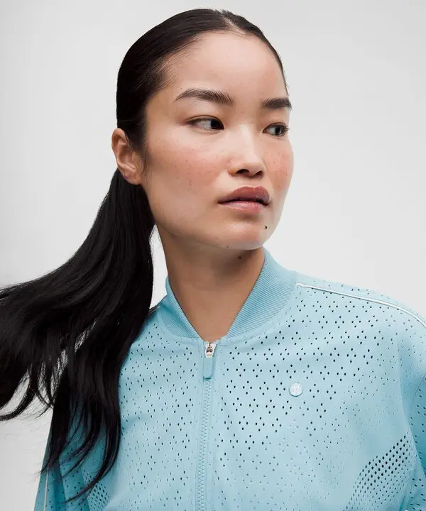 Lululemon Ace Advantage Knit Mesh Tennis Jacket - Seafoam/light Ivory