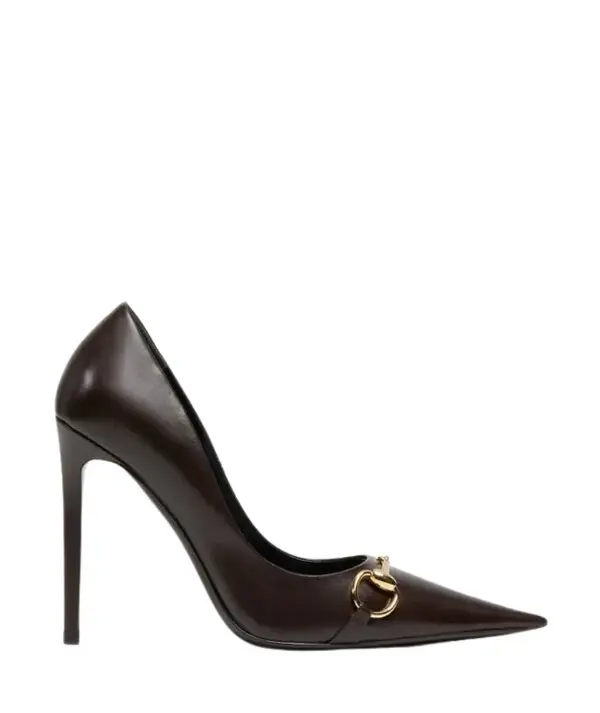 Gucci Donna Pointed Toe Stiletto Pumps With Horsebit Detail - Brown