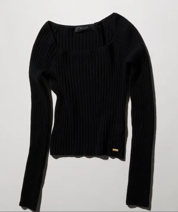 Gucci Soft Rib Wool Cashmere Top With Tag - Black