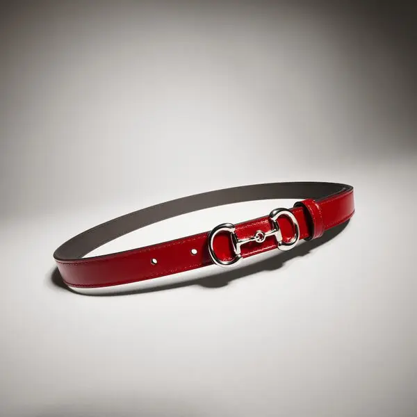 Gucci Thin Belt With Horsebit Buckle Leather