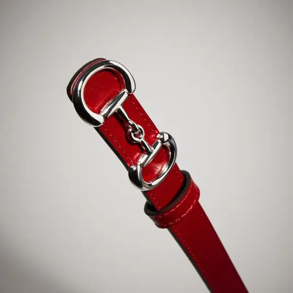 Gucci Thin Belt With Horsebit Buckle Leather