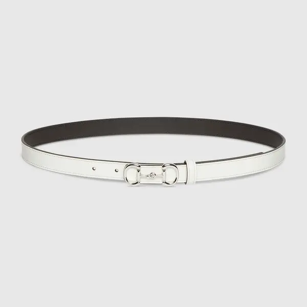 Gucci Horsebit Buckle Leather Belt - White