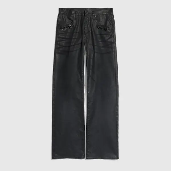 Gucci Flared Coated Cotton Twill Denim Pants