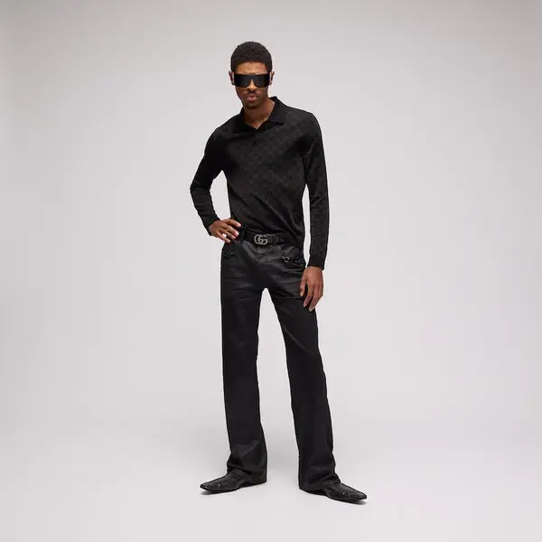 Gucci Flared Coated Cotton Twill Denim Pants
