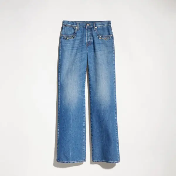 Gucci Bootcut Cotton Denim Pants With Horsebit