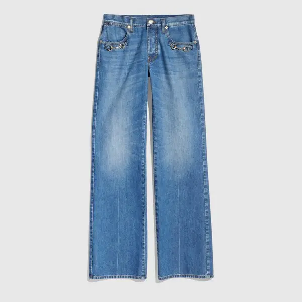 Gucci Bootcut Cotton Denim Pants With Horsebit Detail