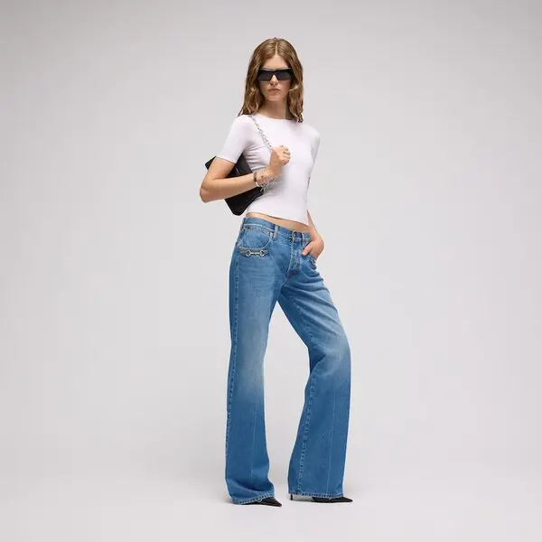 Gucci Bootcut Cotton Denim Pants With Horsebit Detail