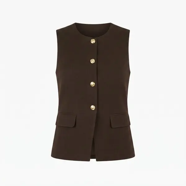 YUMI Long Line Button Waistcoat Top