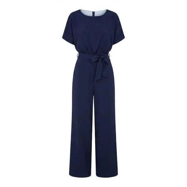 YUMI Navy Batwing Stretch Jumpsuit - Blue