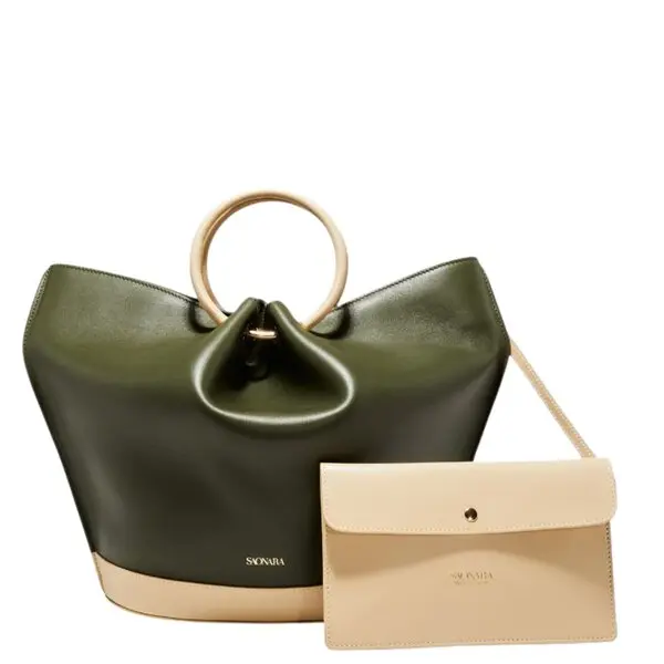 SAONARA BRAND Capazo Bag Army Cream Leather