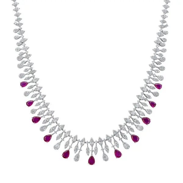 LATELITA Red / Silver Duchess Ruby Statement Necklace Silver