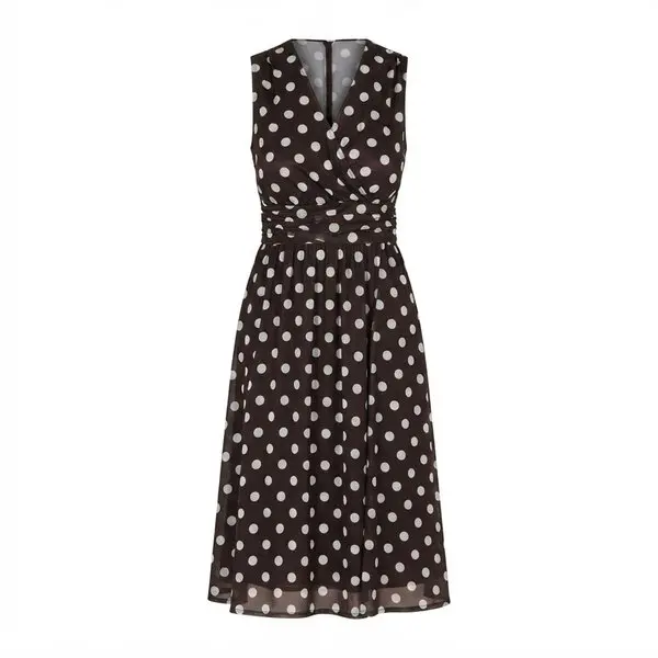 YUMI Polka Dot Mesh Wrap Skater Dress With Pockets