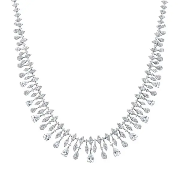 LATELITA White / Silver Duchess Moissanite Statement Necklace Silver