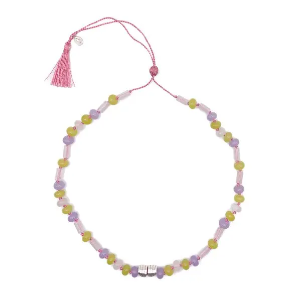 Après Youth Spud Beaded Friendship Necklace & Silver - Pink