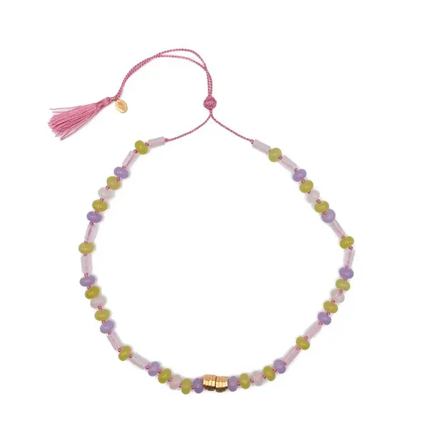 Après Youth Beaded Friendship Necklace With Gold Detail - Pink