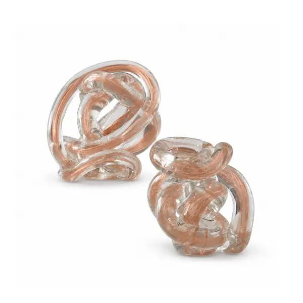 MARLETH Neutrals Rose Gold Glass Knot Sculpture, Set Two