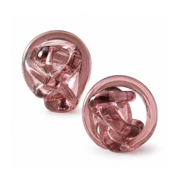 MARLETH Dusty Rose Glass Knot Sculpture, Set Two