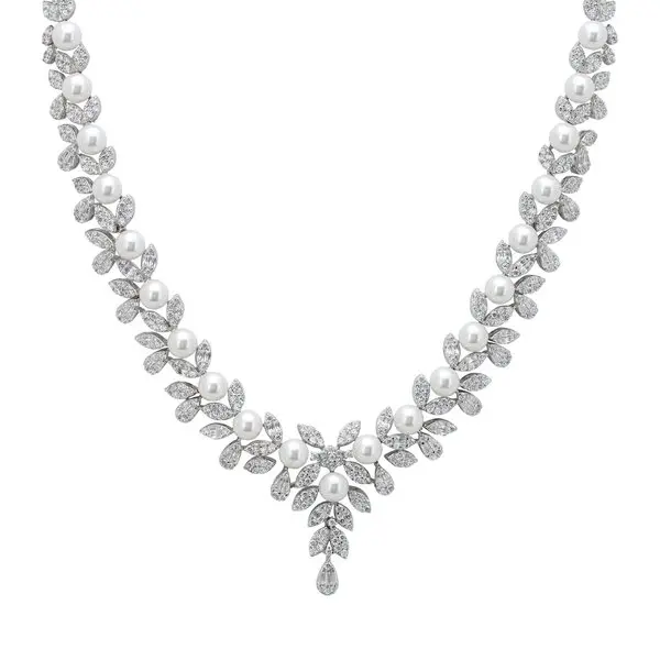 LATELITA Silver / White / Neutrals Empress Pearl Petal Statement Necklace Silver