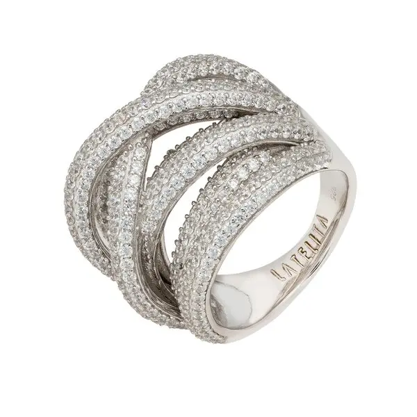 LATELITA London Silver Multi-strand Cocktail Ring With Cubic Zirconia - Silver/white
