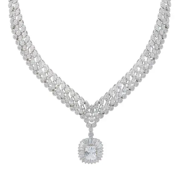 LATELITA Silver / White Countess Statement Moissanite Necklace Silver