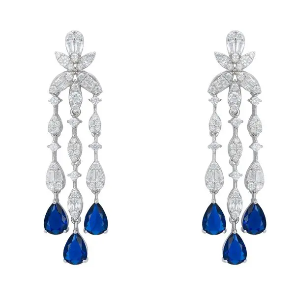 LATELITA Blue / Silver / White Duchess Sapphire Drop Earrings Silver