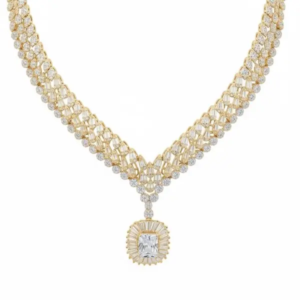 LATELITA White / Gold Countess Statement Moissanite Necklace Gold