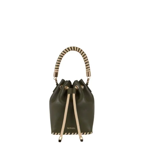 SAONARA BRAND Mini Bucket Bag Army Cream Leather