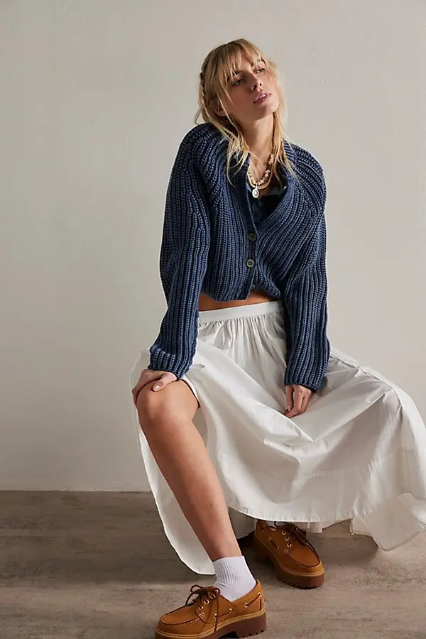 Free People Sweet Nothing Cotton Cardigen - Navy