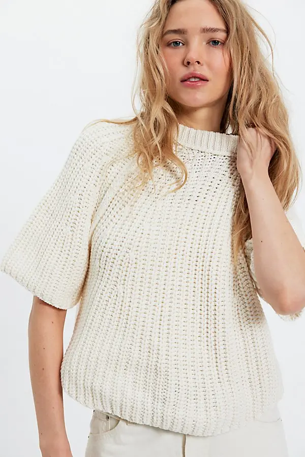 Free People Amy Cotton Sweater Tee - Ivory