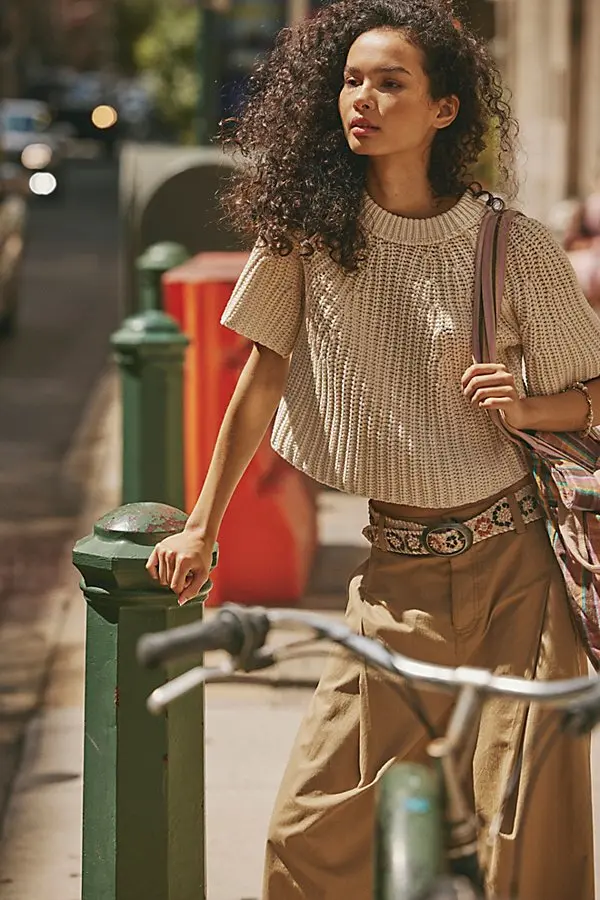 Free People Amy Cotton Sweater Tee - Ivory