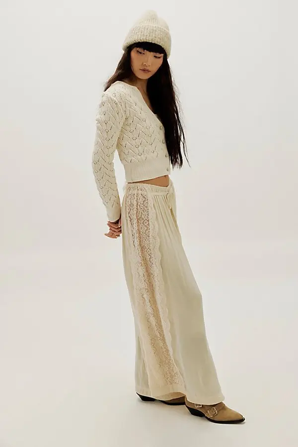 Free People Pointelle Cotton Cardigan - Ivory