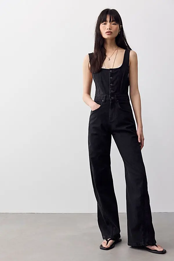 Free People We The Free Corsica Twisted Seam Jumpsuit - Raven