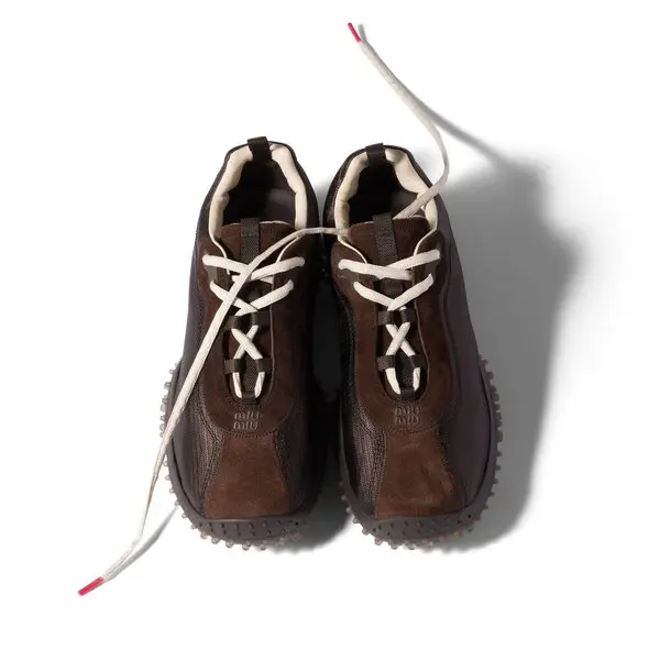 Miu Miu Bubble Technical Fabric And Suede Sneakers