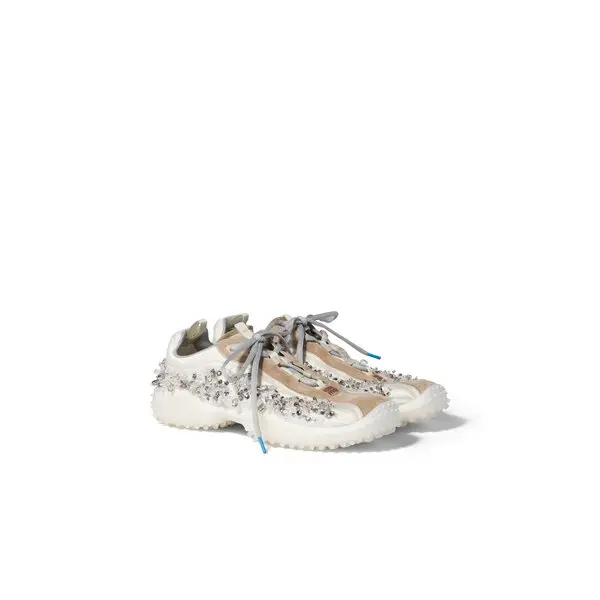 Miu Miu Bubble Embroidered Technical Fabric And Suede Sneakers