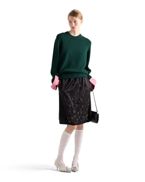 Prada Satin Skirt With Embroidery