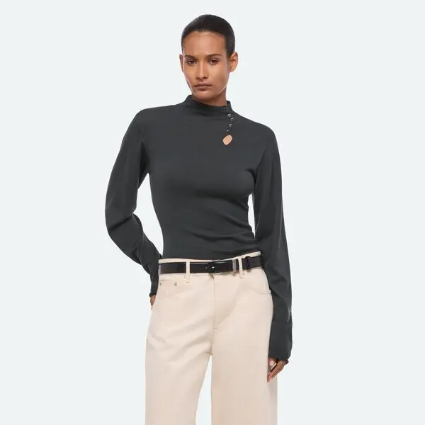 Helmut Lang Button Turtleneck - Forest Night