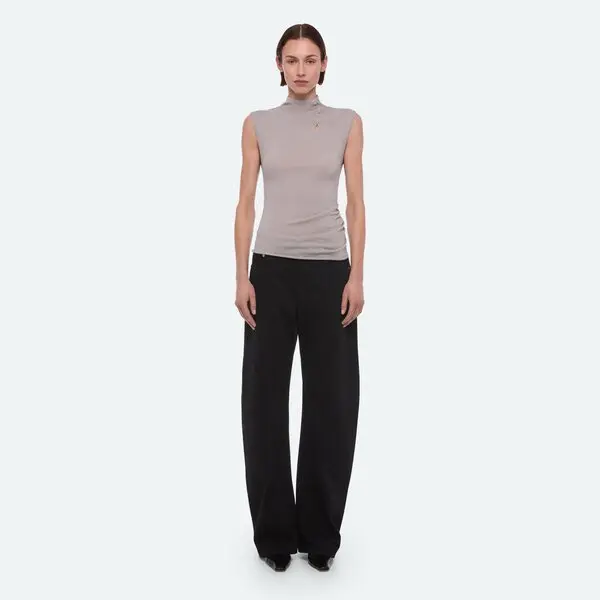 Helmut Lang Button Turtleneck Tank - Light Grey