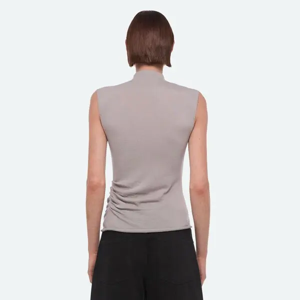 Helmut Lang Button Turtleneck Tank - Light Grey